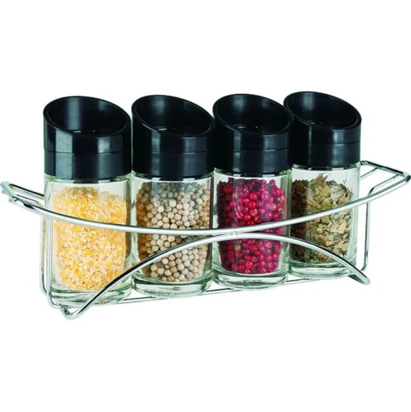 4PCS Small Spice Shakers with Stainless Spice Rack - EasyLife Houseware