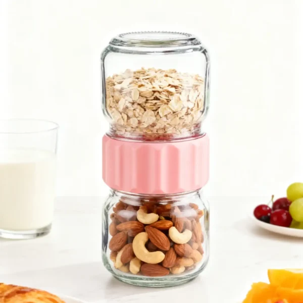 Double Ended Jar Glass Mason Jar with 2-in-1 Lid Ring - EasyLife Houseware