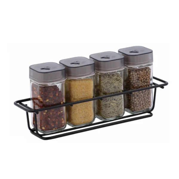 4PCS Glass Spice Jar with Stainless Steel Spice Rack Stand - EasyLife ...